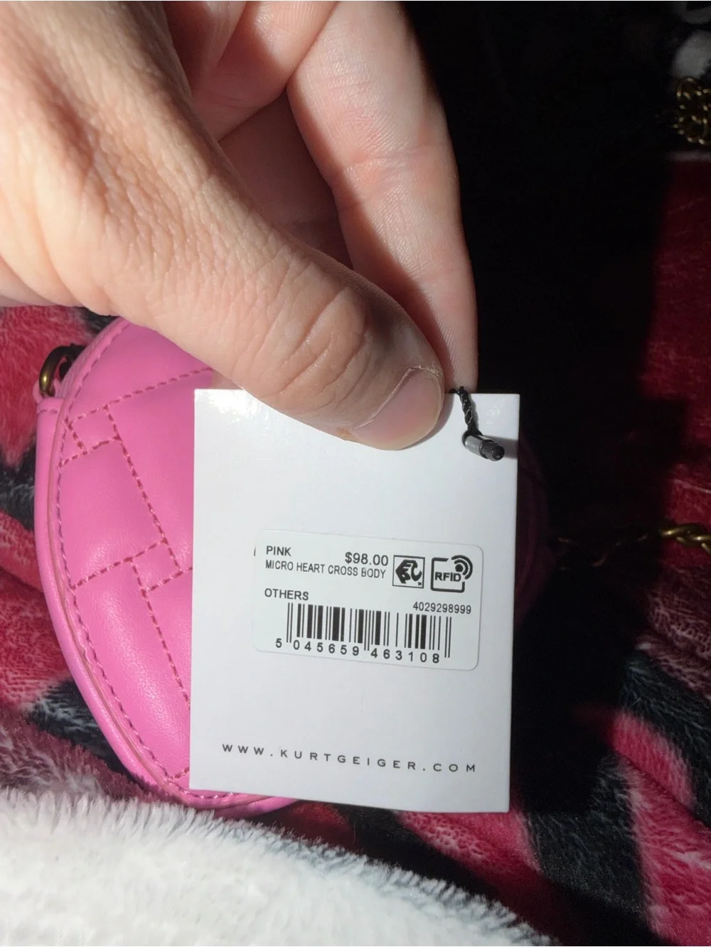 Bags | Pink Heart Quilted Crossbody Bag With Gold Accent Kurt Geiger ...